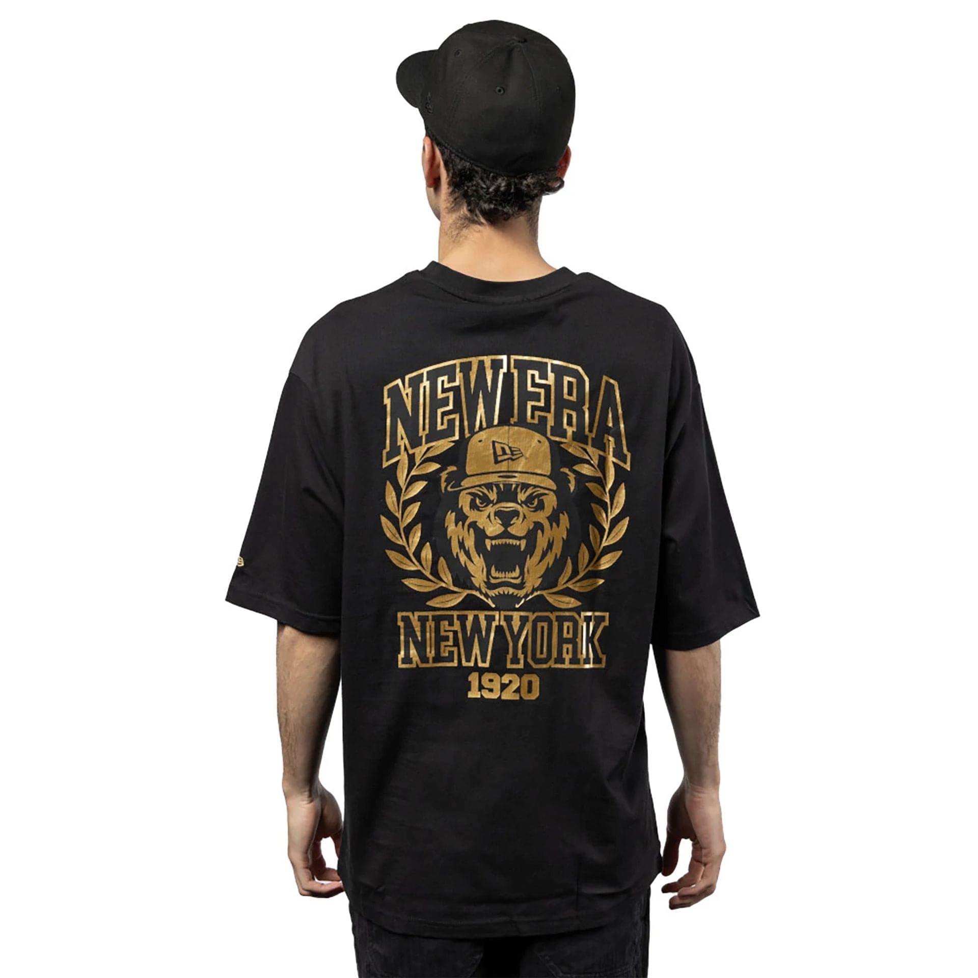 New Era Graphic Black Oversized T-Shirt | New Era Cap UK